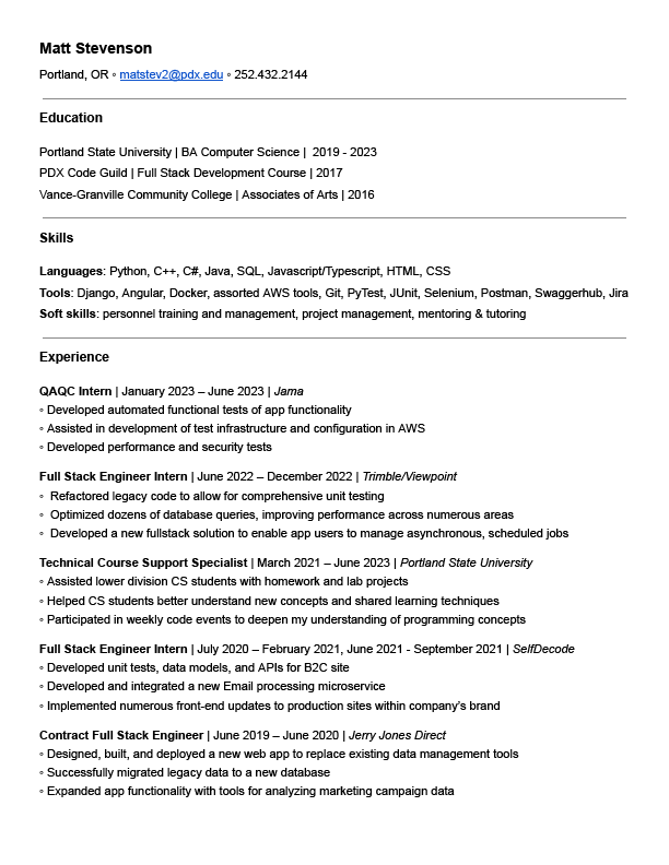 Matt Stevenson Portfolio